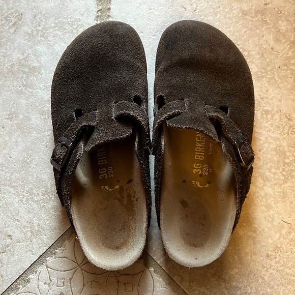Birkenstock | Shoes | Birkenstock Boston Suede Soft Footbed Clogs In ...